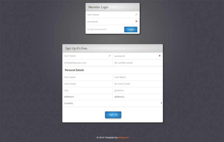 Web Login Form - Signup Form Template by W3layouts