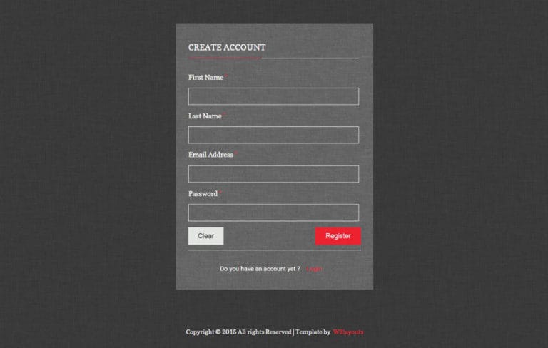 Inscription and Login Forms Widget Template by w3layouts