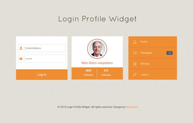 Login Profile Responsive Widget Template by w3layouts