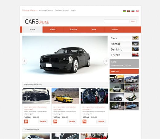 Cars Online automobile Mobile Website Template