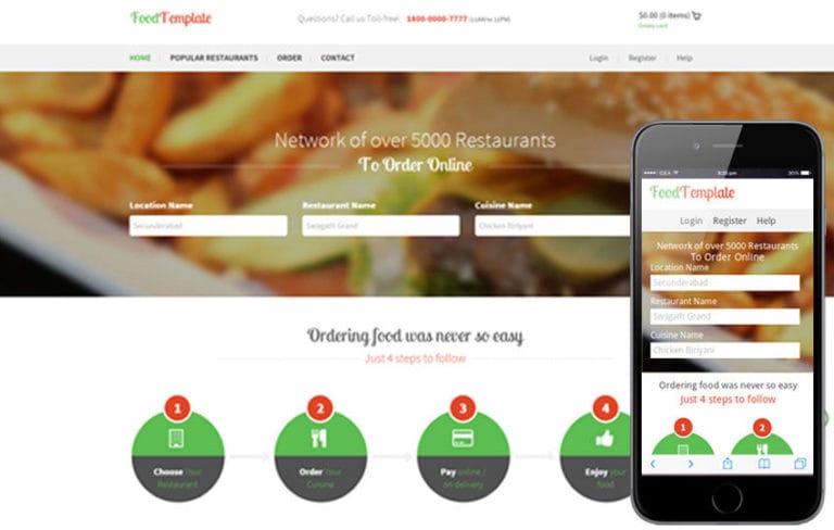 Food Template – Restaurant Flat Bootstrap Responsive website template ...