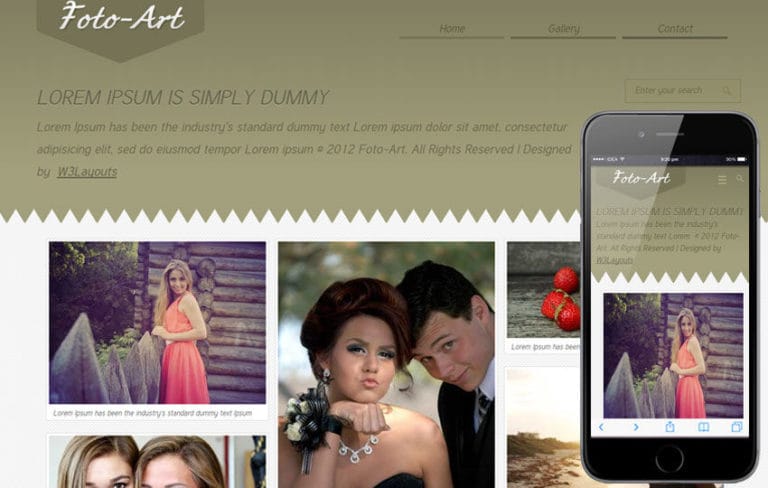 Foto Art Gallery Mobile Website Template by w3layouts