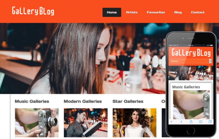 Gallery Blog web and mobile website template for free by w3layouts