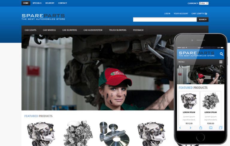 Spare Parts Automobile Mobile Website Template by w3layouts