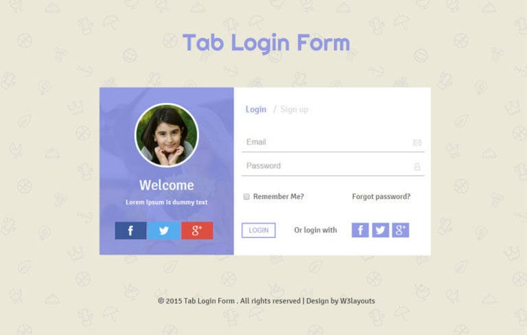 Tab Login Form Responsive Widget Template » W3Layouts