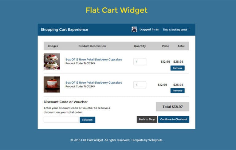 Flat Cart Widget Responsive Template » W3Layouts