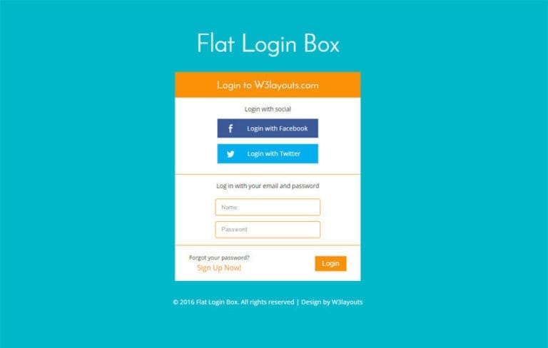 Flat Login Box Form Responsive Widget Template » W3Layouts