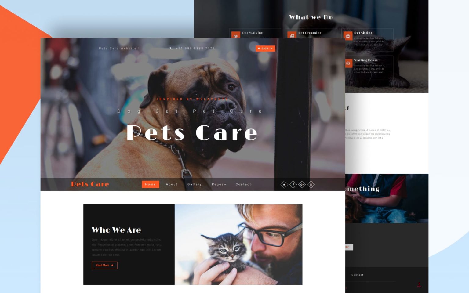 Puppy care a animals and pets website template » W3Layouts