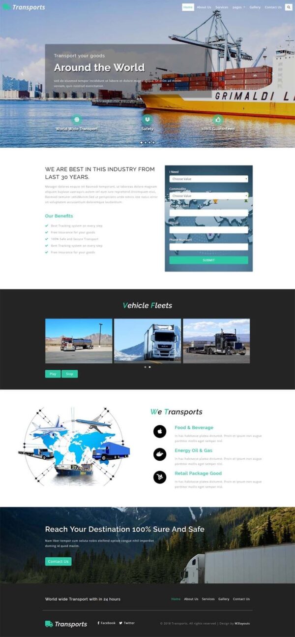 Transports Transportation Category Bootstrap Responsive Web Template