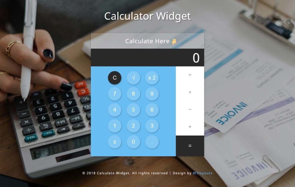 Calculator Widget Flat Responsive Widget Template » W3Layouts