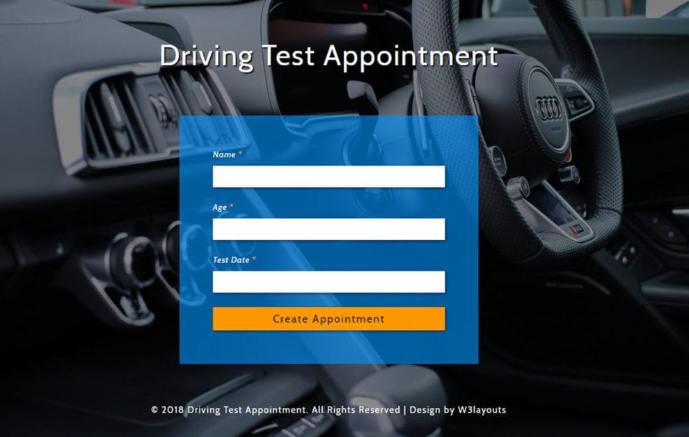 Driving Test Appointment Web Elements Website Template » W3Layouts