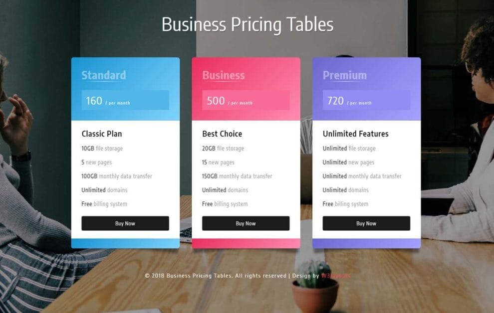 Business Pricing Tables Responsive Widget Template » W3Layouts