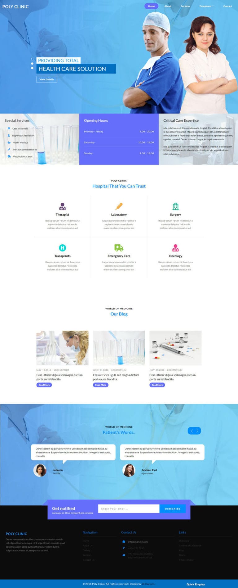 Poly Clinic Medical Hospital Website Template » W3Layouts