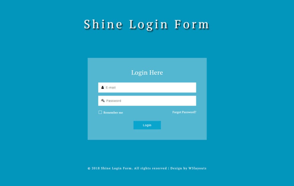 Shine Login Form Flat Responsive Widget Template » W3Layouts