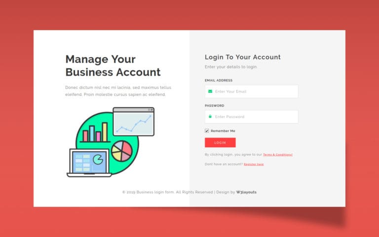 Business Login Form Flat Responsive Widget Template » W3Layouts