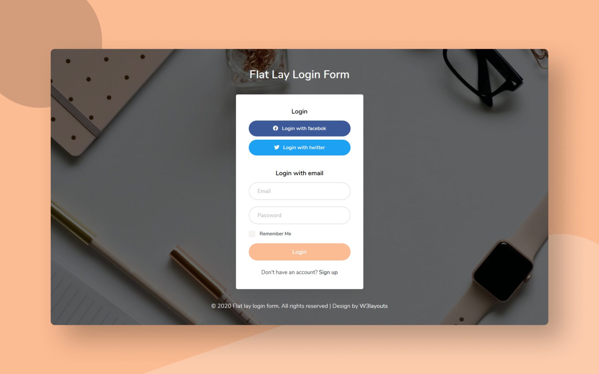 Flat Lay Login Form Web Element » W3Layouts