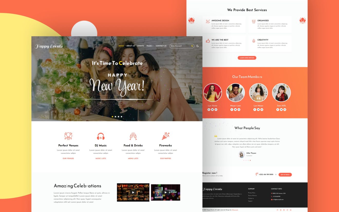 Entertainment website templates and themes