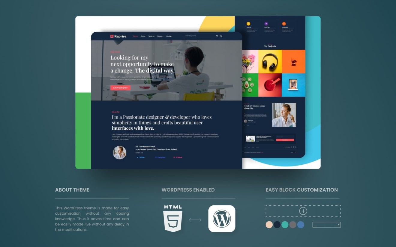 Reprise a Personal website WordPress theme » Download Now! » W3Layouts