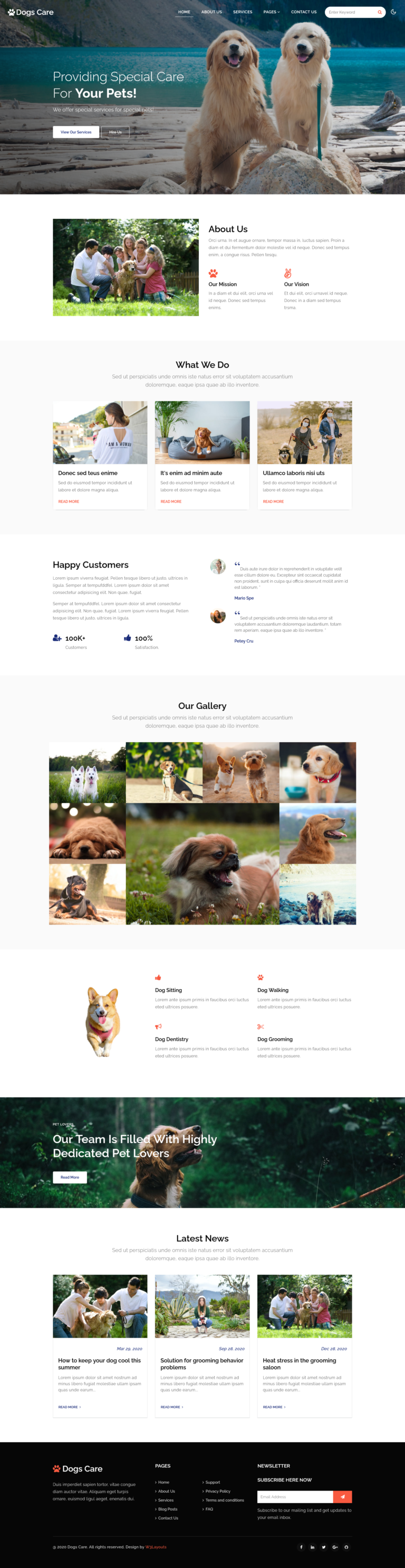 Dogs Care a Pet Care Website Template » W3Layouts