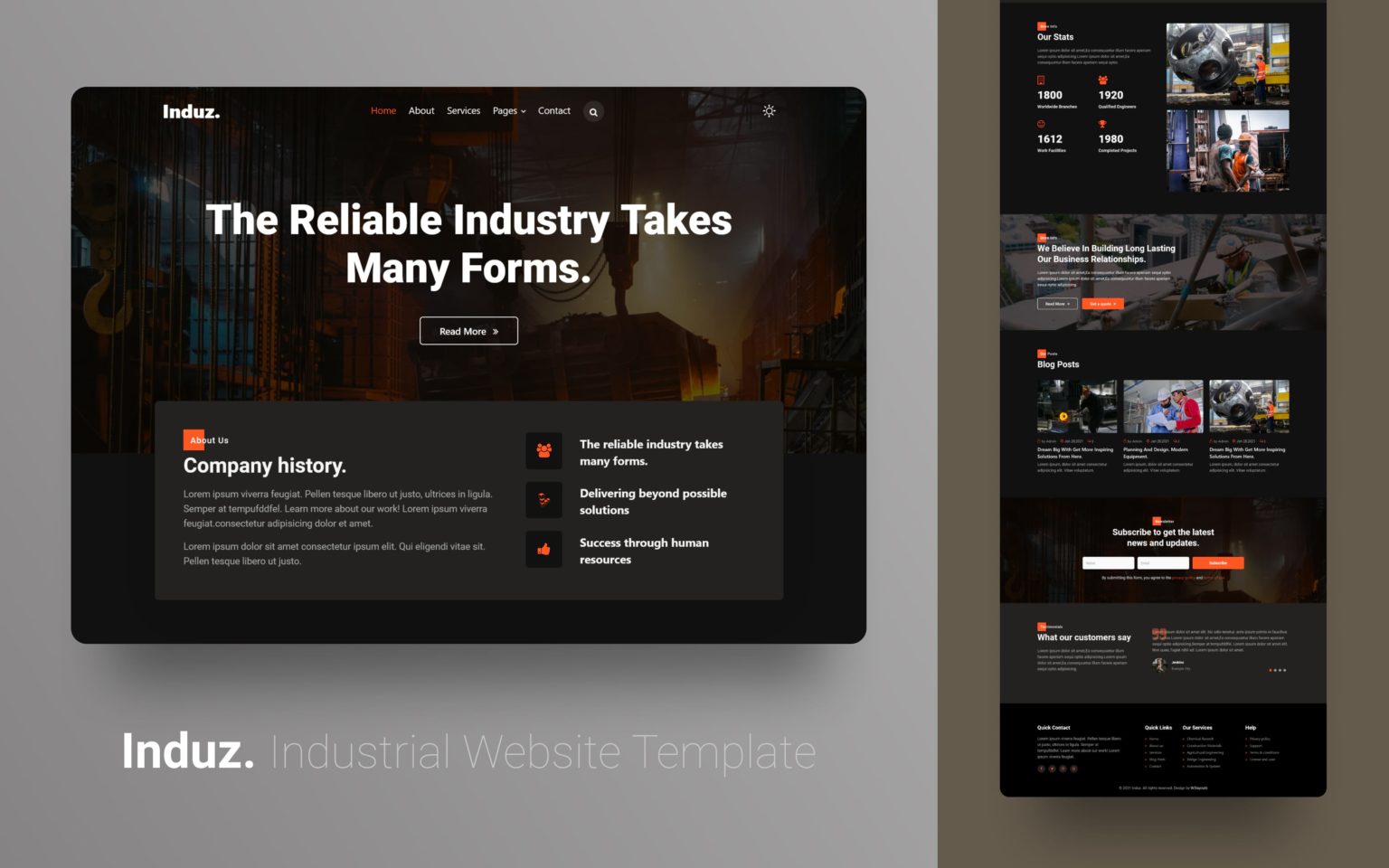 Industrial website templates and themes