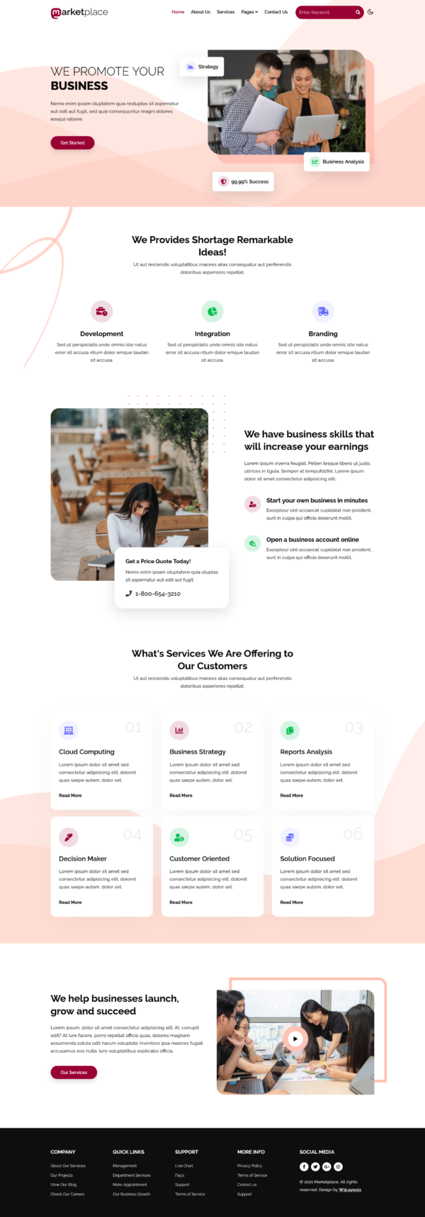 MarketPlace a corporate business website template » W3Layouts