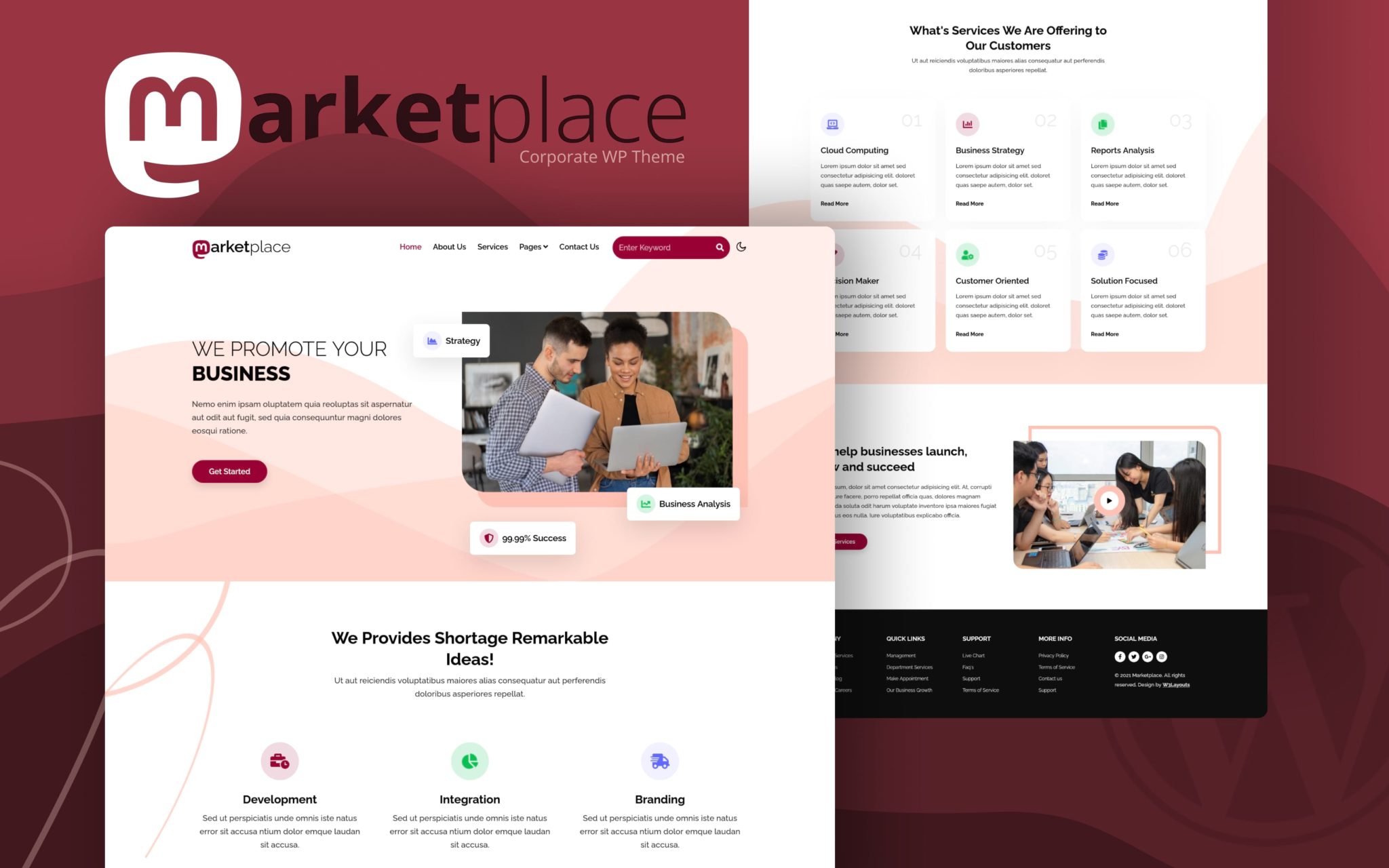 MarketPlace a corporate business WordPress Theme » W3Layouts