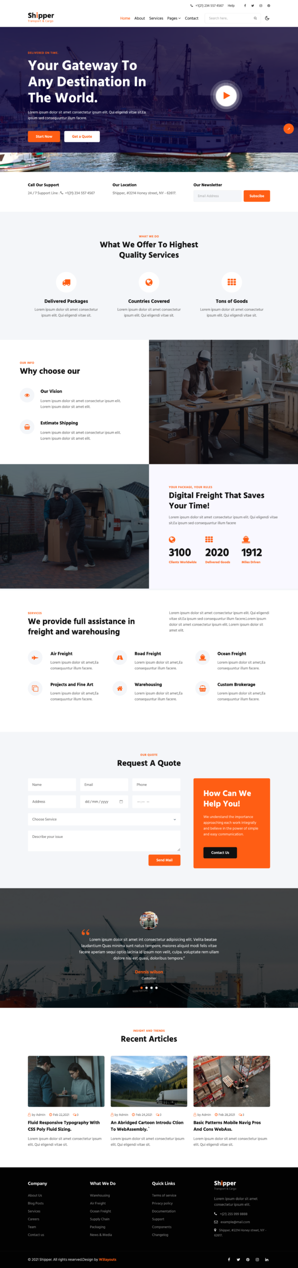 Shipper - Advanced Cargo Transportation Website Template » W3Layouts